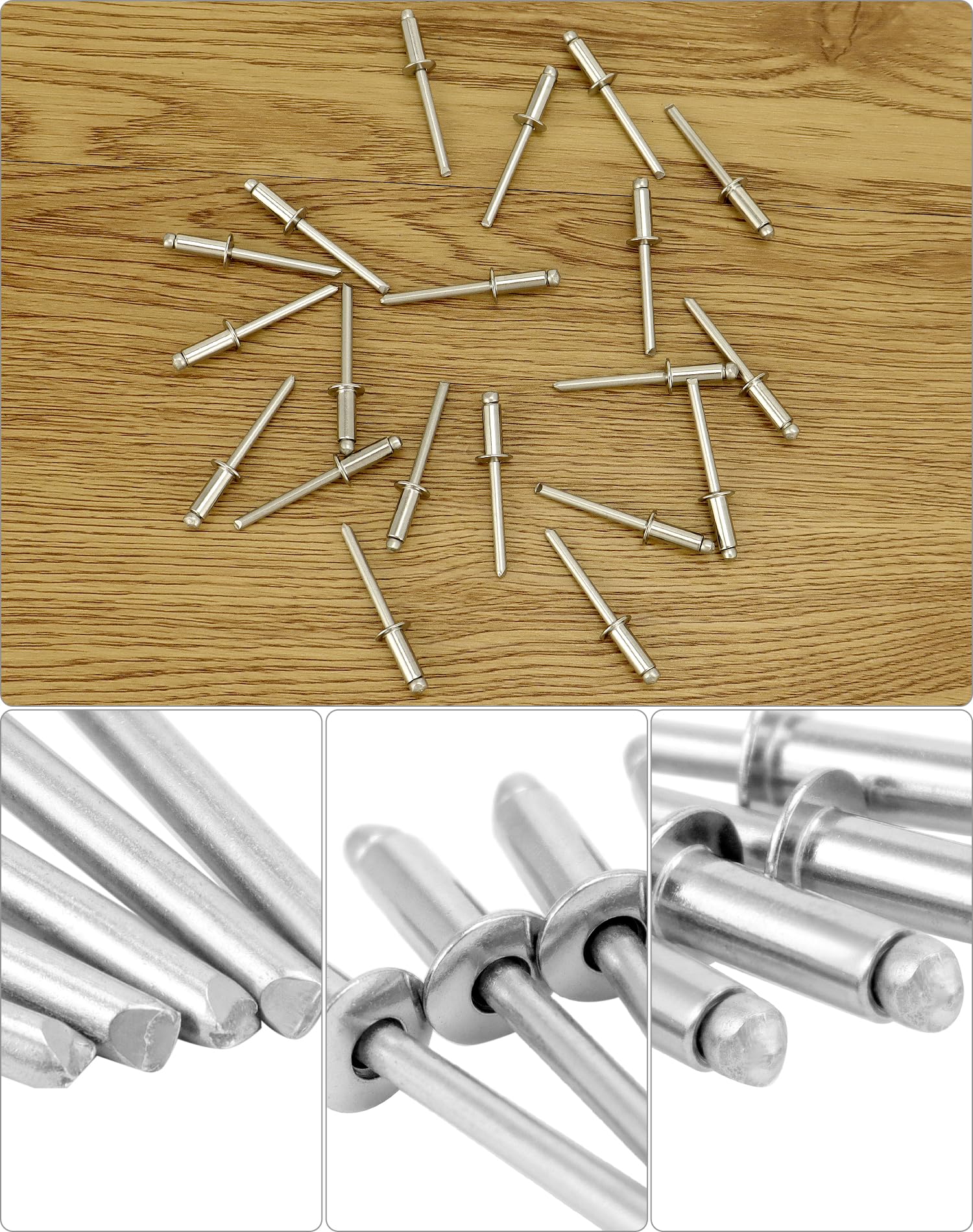 QWORK Stainless Steel Blind Rivets, 500 Pcs 3/16" x 1/2" Rivets