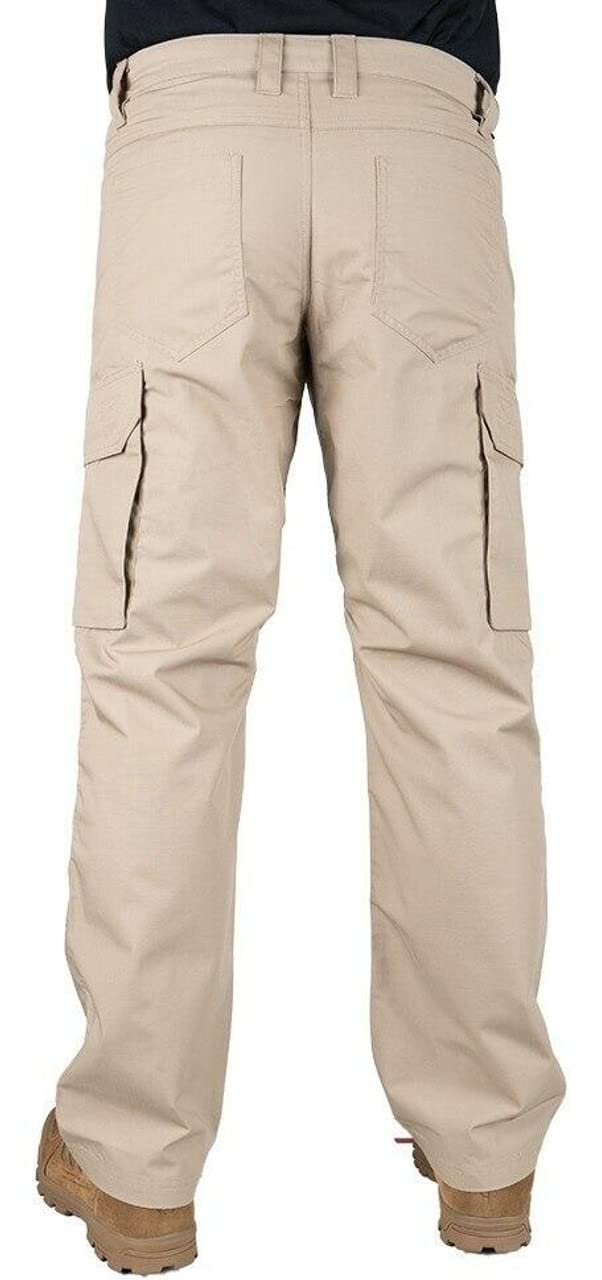 LAPG Men's Urban Ops Tactical Pants, Gusseted Crotch Lightweight Cargo Pants, Elastic Waistband Ripstop Work Pants, Water & Stain Resistant Pants for Men, Sierra, 36W x 32L