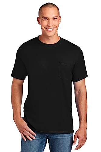 Fruit of the Loom Men's Pocket Crew Neck T-Shirt (Pack of 4), Black, X-Large