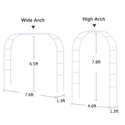 Garden Arch Trellis for Climbing Plants Outdoor Weddings Arch Metal Trellis Arch Garden Arbor (White)