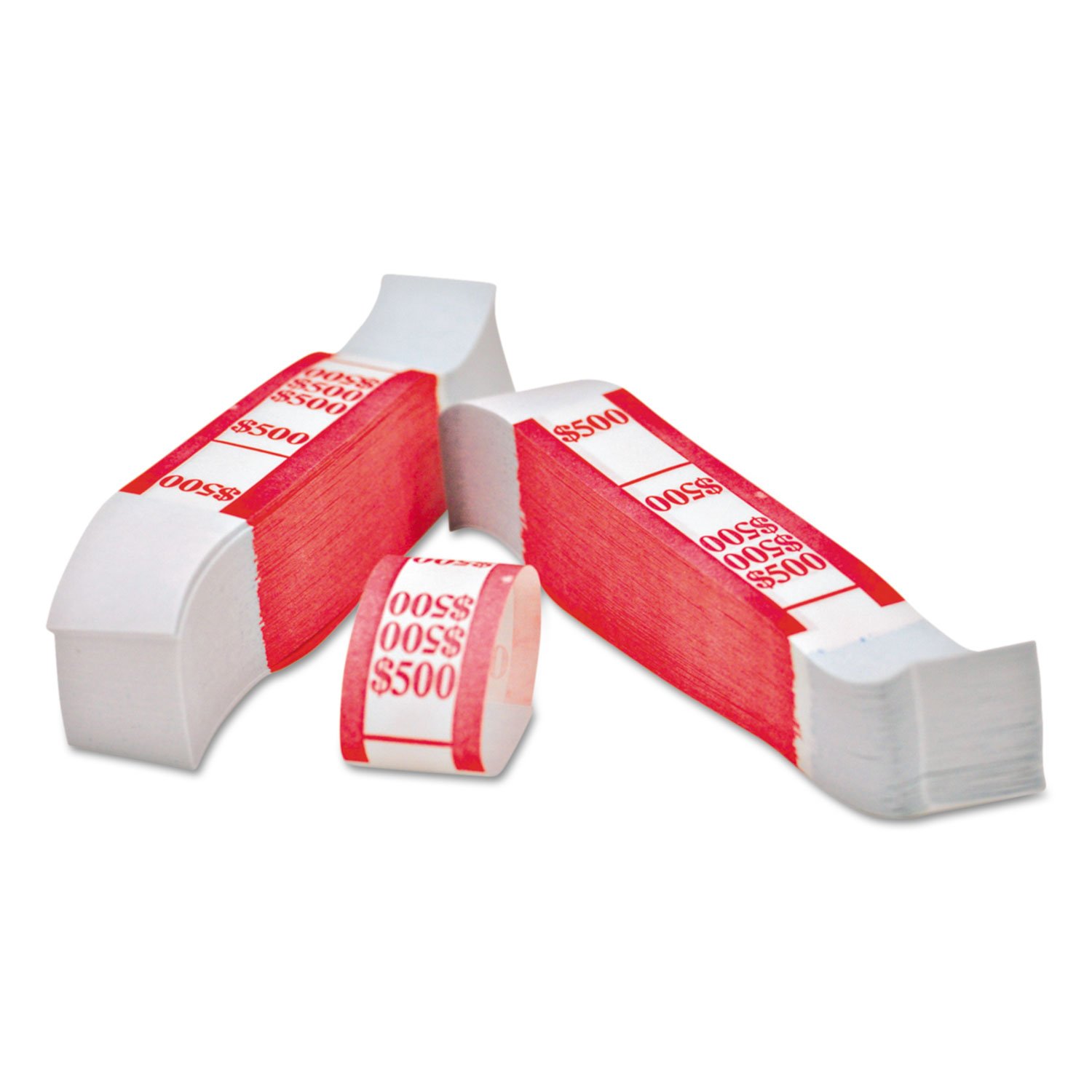 "Color-Coded Kraft Currency Straps, $5 Bill, $500, Self-Adhesive, 1000/Pack"