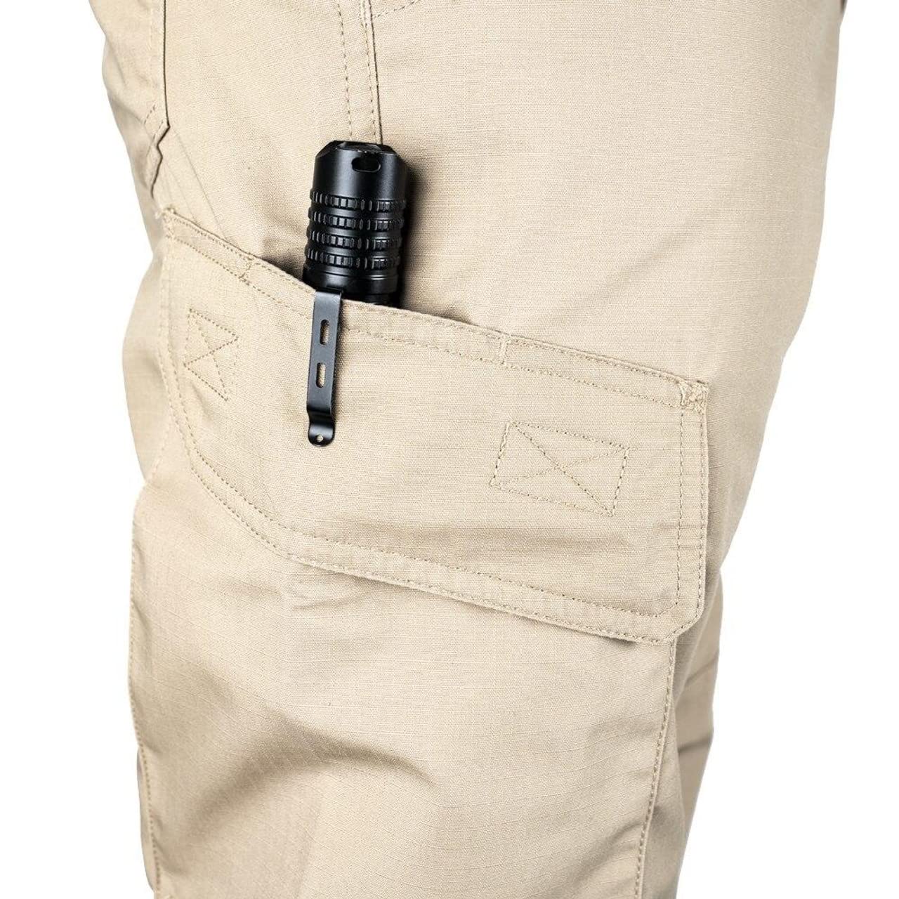 LAPG Men's Urban Ops Tactical Pants, Gusseted Crotch Lightweight Cargo Pants, Elastic Waistband Ripstop Work Pants, Water & Stain Resistant Pants for Men, Sierra, 36W x 32L