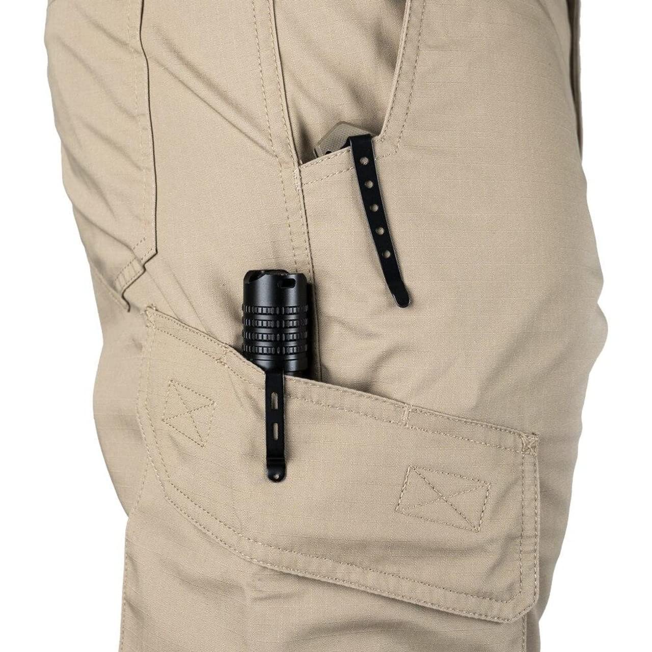 LAPG Men's Urban Ops Tactical Pants, Gusseted Crotch Lightweight Cargo Pants, Elastic Waistband Ripstop Work Pants, Water & Stain Resistant Pants for Men, Sierra, 36W x 32L