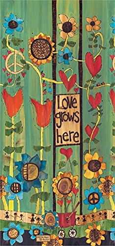 Studio M Love Grows Here 16" Mini Art Pole Small Decorative Indoor/Outdoor Garden Post, Great Gift, Stake Included for Easy Installation, No Digging - Made in The USA