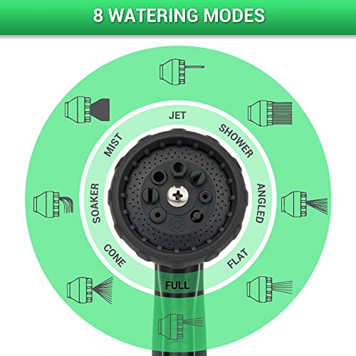 NGreen Garden Hose Sprayer Nozzle - Water Spray with 8 Adjustable Patterns, Impact Resistant and Non-Slip for Watering Plants, Pets Bathing and Cleaning,Car Washing