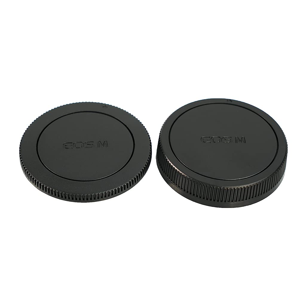 NIYI 2Sets Camera Body Cap and Lens Rear Cap Kit, Compatible with Canon EOS M Mount Mirrorless Camera Rear Lens Protector Cover and Body Protector Set