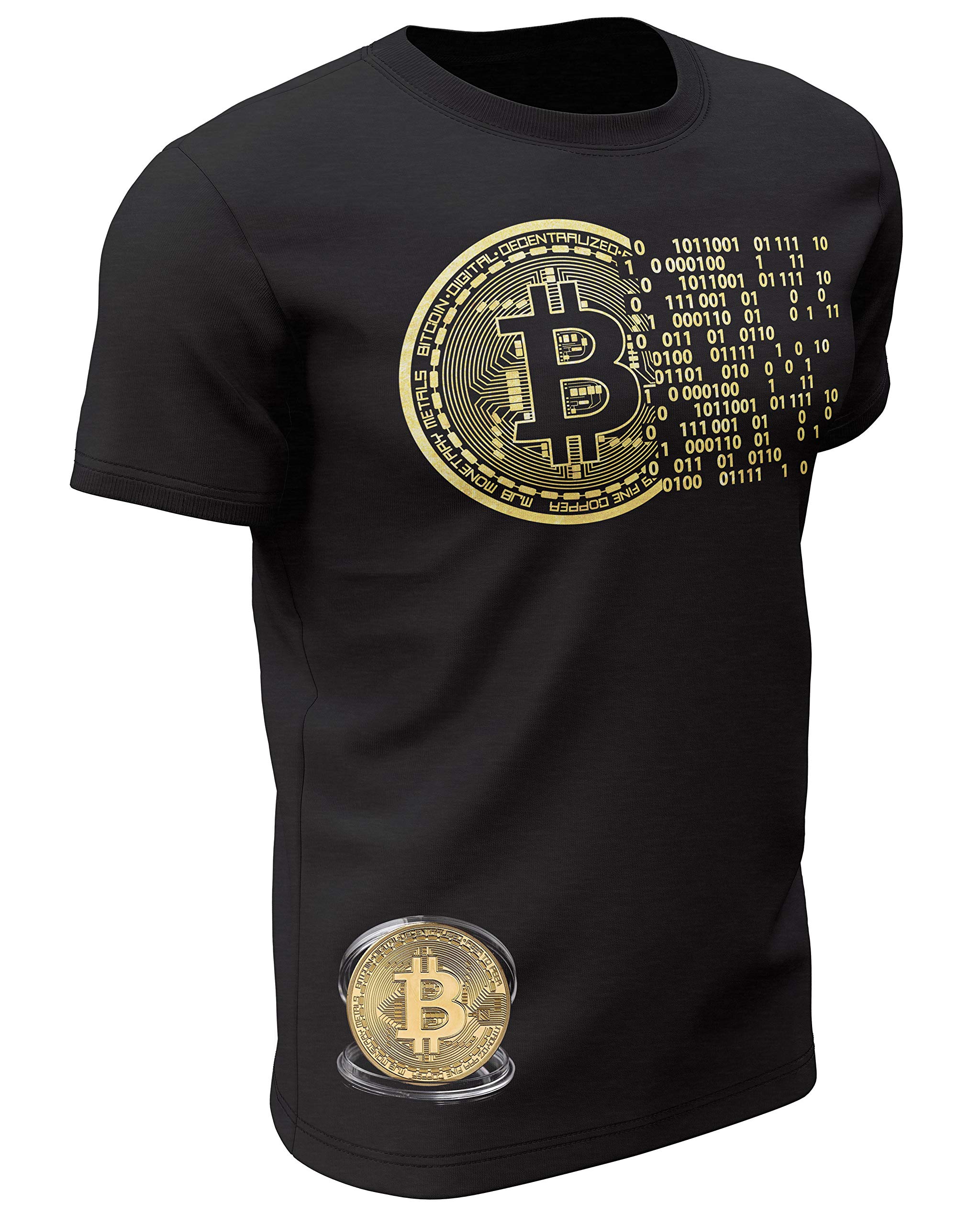 Golden Bitcoin T-Shirt for Crypto Currency Miners and Original Collectors Bitcoin Coin X-Large