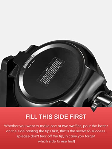 Waffle Maker, Belgian Waffle Maker Iron 180° Flip Double Waffle, 8 Slices, Rotating & Nonstick Plates, Removable Drip Tray, Cool Touch Handle, Black, 1400W