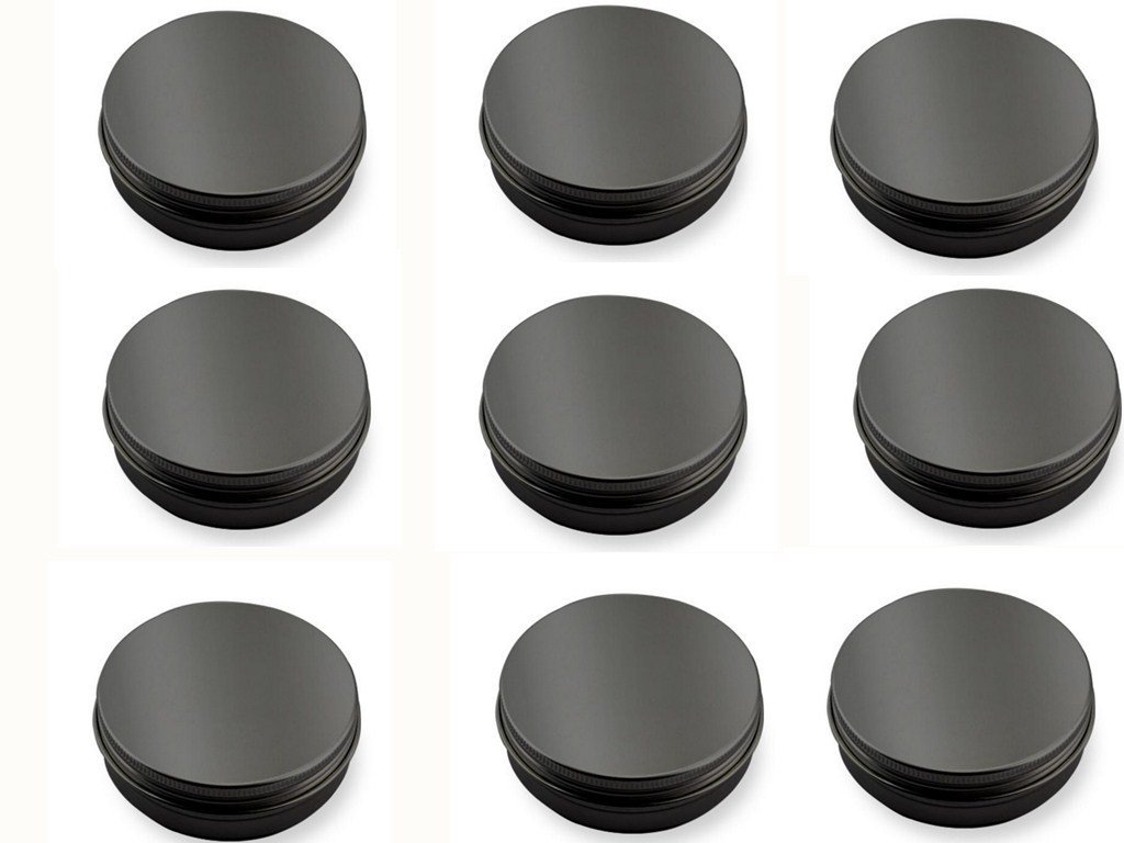 2 oz.Tins Black Aluminum Metal Tin Round Screw Top Lid Containers Jars Metal Storage Tin Jars for Lip Balm DIY Cosmetics Salves,2 Ounce/60 ML,12 Pack
