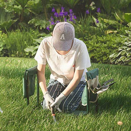 COSYLAND Garden Kneeler and Seat Foldable Soft Gardening Stool with Bonus EVA Kneeling Pad, 2 Pouches, Detachable Belt, Kneeler for Gardening Foldable Portable