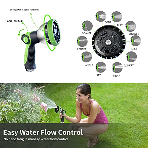 Cromtac Stainless Steel Hose 304 Wide Diameter with Multifunctional Metal Spray Gun Solid Metal Portable and No Kinks (100)