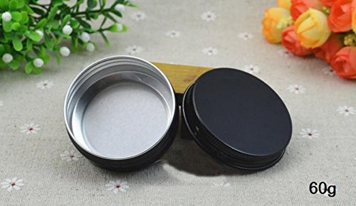2 oz.Tins Black Aluminum Metal Tin Round Screw Top Lid Containers Jars Metal Storage Tin Jars for Lip Balm DIY Cosmetics Salves,2 Ounce/60 ML,12 Pack
