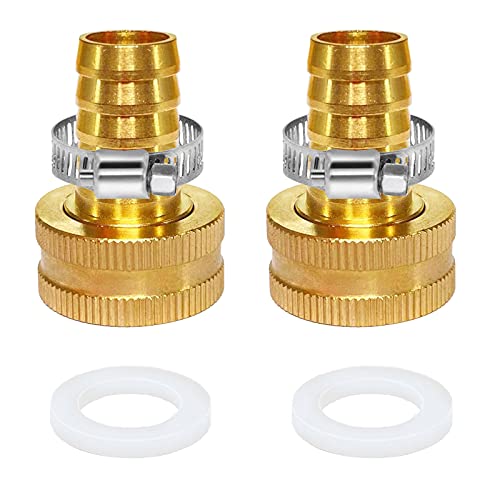 YOUHO Garden Hose Adapter Swivel Fitting GHT 3/4 to 1/2 Hose Drip Irrigation Tubing to Faucet - Reusable Connector Fittings for Most Rain Bird, Orbit, Dig, Toro 7/16 or 1/2 Tubing x 3/4" GHT(2PCS)
