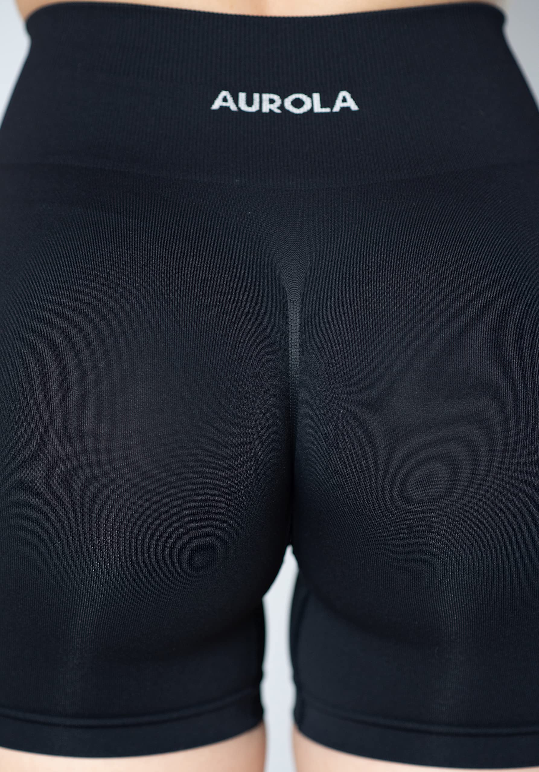AUROLA Dream Collection Women Workout Shorts High Waist Gym Shorts, Scrunch Butt Seamless Athletic Shorts,Dark Black,M