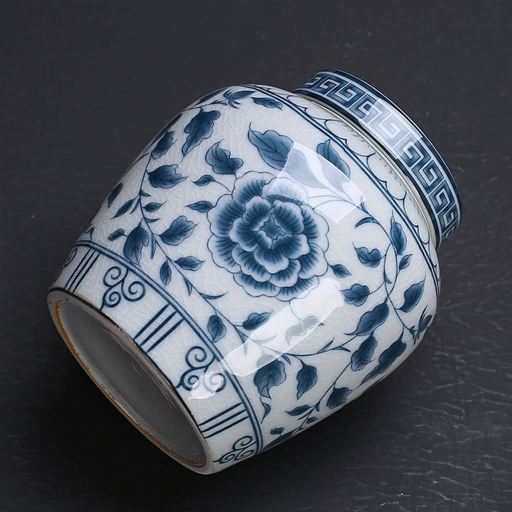 G’z Ceramic Storage jar Kitchen Sealed Lids Ceramics Traditional Tea Canisters Elegant Pattern Tea Caddy Food Jars Tea Tins for Kitchen Spices, Tea, Coffee, Condiments (Size : Small)