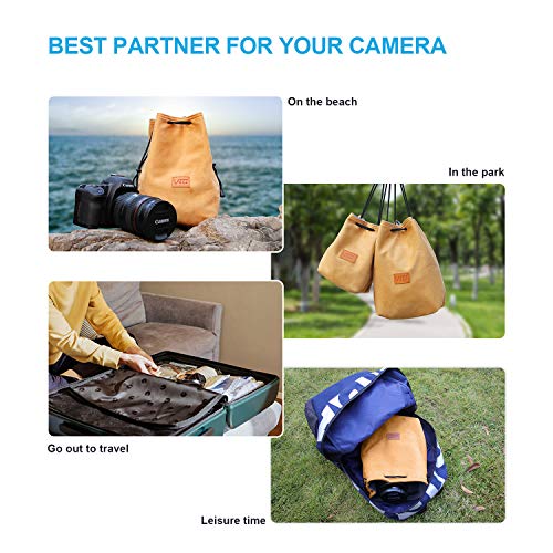 Camera Case, LATZZ Drawstring Bag, Vintage DSLR Camera Bag with Adjustable Strap, Soft Lens Case Gadget for Traveling and Canon Sony Fuji SLR Storage