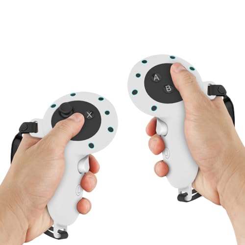 AZURAOKEY 1 Pair Silicone Controller Grips Cover Compatible with Meta Quest 3 Accessories, Anti-Shock Anti-Fall with Adjustable Strap Left &Right for Meta Quest 3 Controller Grips