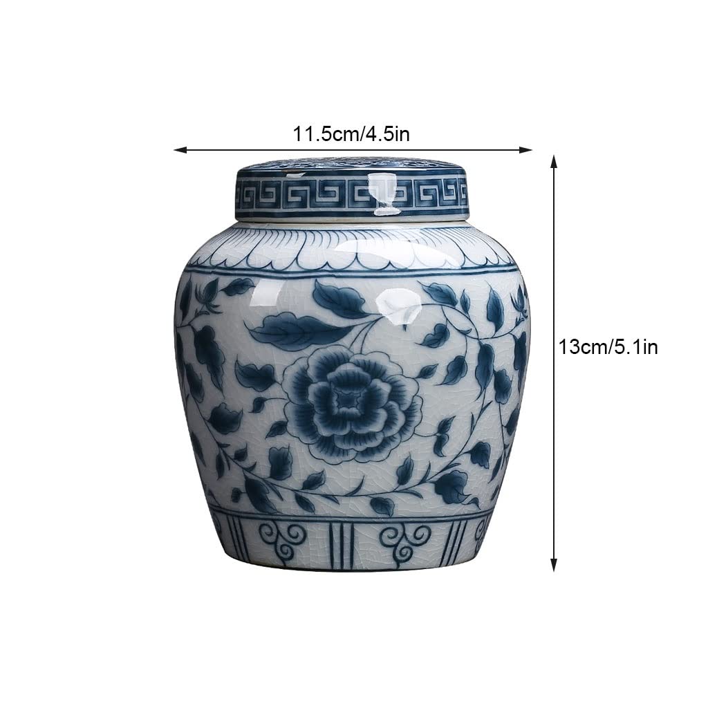 G’z Ceramic Storage jar Kitchen Sealed Lids Ceramics Traditional Tea Canisters Elegant Pattern Tea Caddy Food Jars Tea Tins for Kitchen Spices, Tea, Coffee, Condiments (Size : Small)