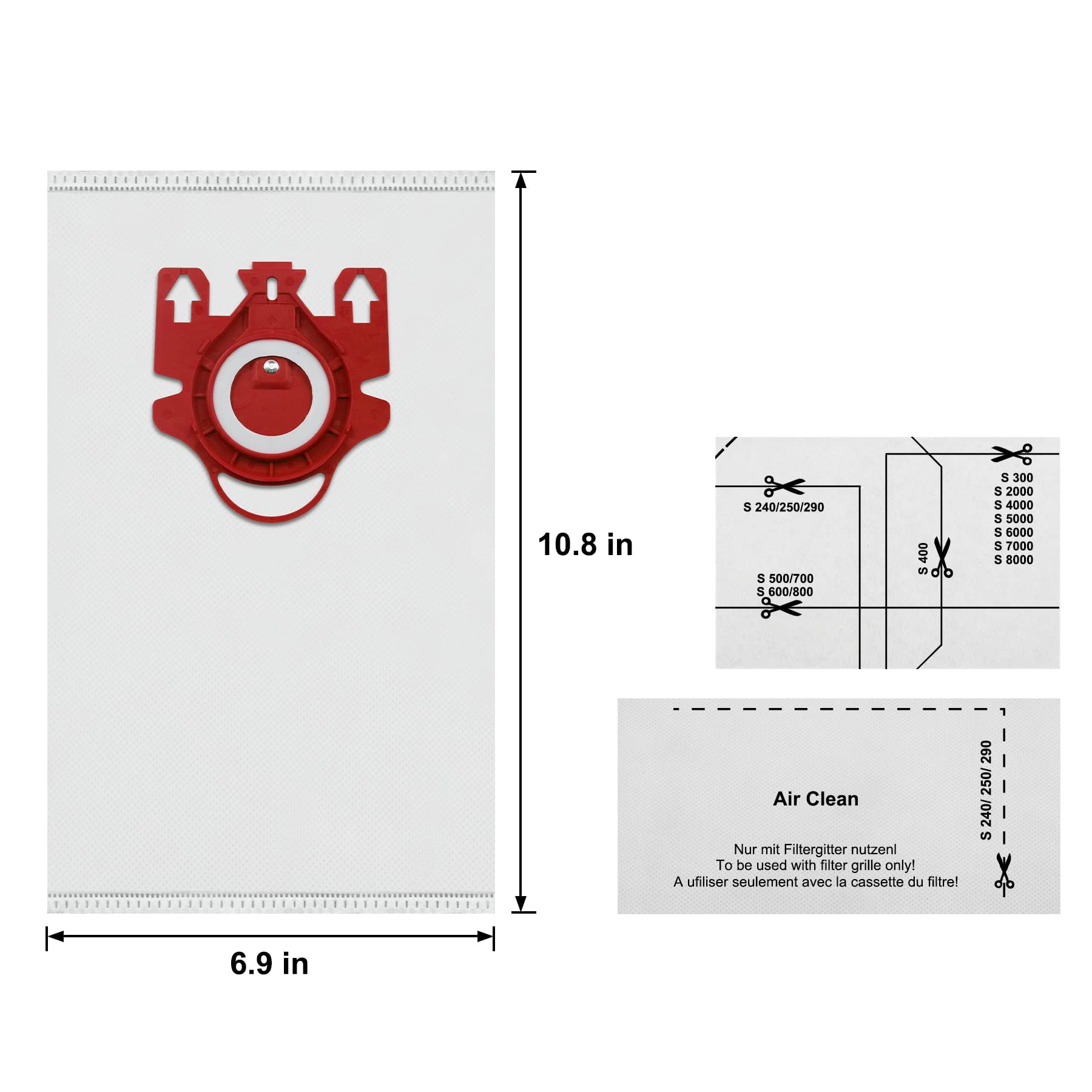 12 Pack FJM Vacuum Bags Compatible with Miele FJM Bags AirClean 3D Efficiency Vacuum Cleaner, Include 4 Pair Pre-Motor and Post-Motor Filters