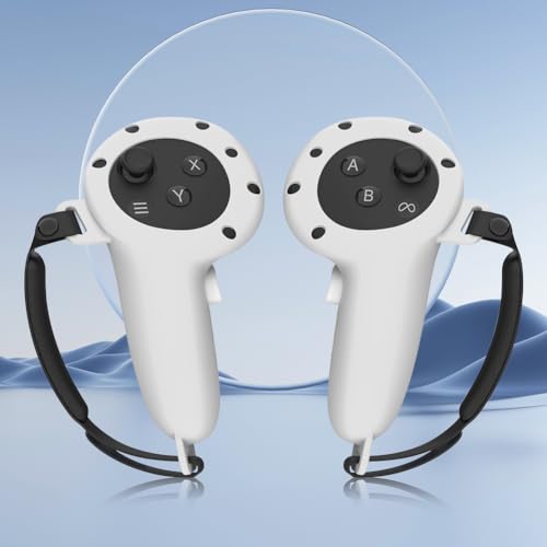 AZURAOKEY 1 Pair Silicone Controller Grips Cover Compatible with Meta Quest 3 Accessories, Anti-Shock Anti-Fall with Adjustable Strap Left &Right for Meta Quest 3 Controller Grips