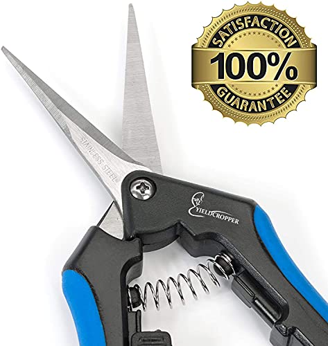 Hydroponic 2Pack Microtip Straight blade/Curved Blade Flower Leaf Trimmer Pruning Shears by Yieldcropper