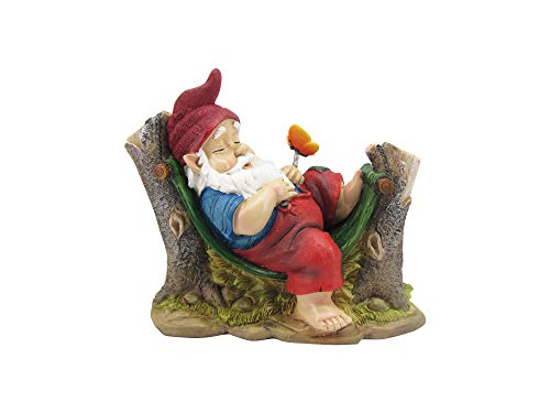 Comfy Hour 7" Polyresin Garden Gnome Sleeping On Stump Dwarf Statue Figurine for Outdoor Garden Decoration, Multicolor, Spring in Garden Collection