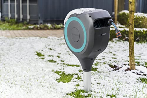 Gardena 18614-20 66 Foot Auto Retractable Hose Reel on Metal Spike, Feet, Standard, Turquoise