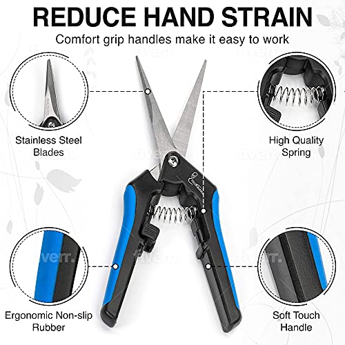 Hydroponic 2Pack Microtip Straight blade/Curved Blade Flower Leaf Trimmer Pruning Shears by Yieldcropper