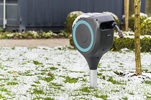 Gardena 18614-20 66 Foot Auto Retractable Hose Reel on Metal Spike, Feet, Standard, Turquoise