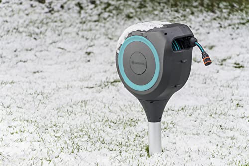 Gardena 18614-20 66 Foot Auto Retractable Hose Reel on Metal Spike, Feet, Standard, Turquoise