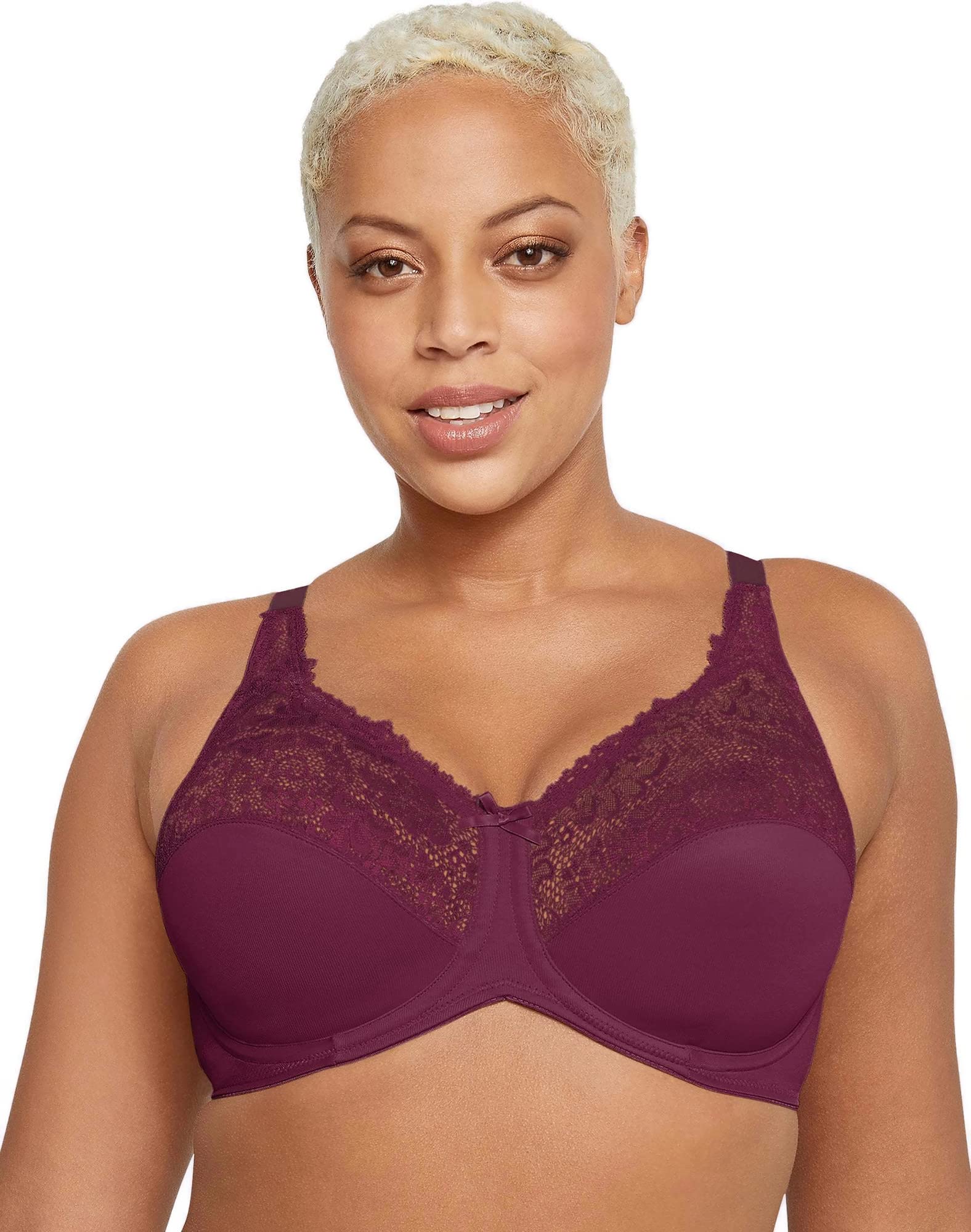 Lilyette by Bali Womens Tailored Minimizer Bra with Lace Trim, 38DDD, Sparkling