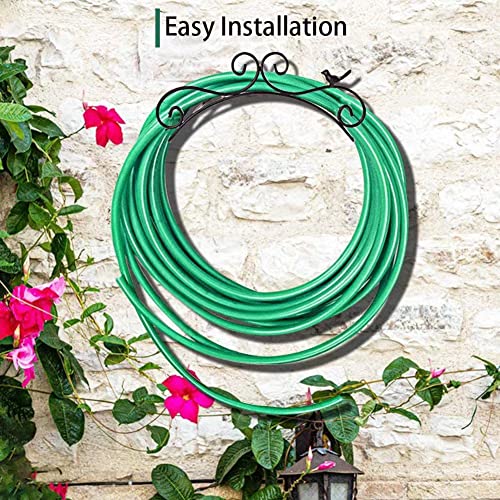 ZJHSXDR Hose Holder, Heavy Duty Metal Hose Hanger Wall Mount, Hook for Garden Hose/Expandable Hose/Hose Reel/Water Hose (Black,2 PCS)
