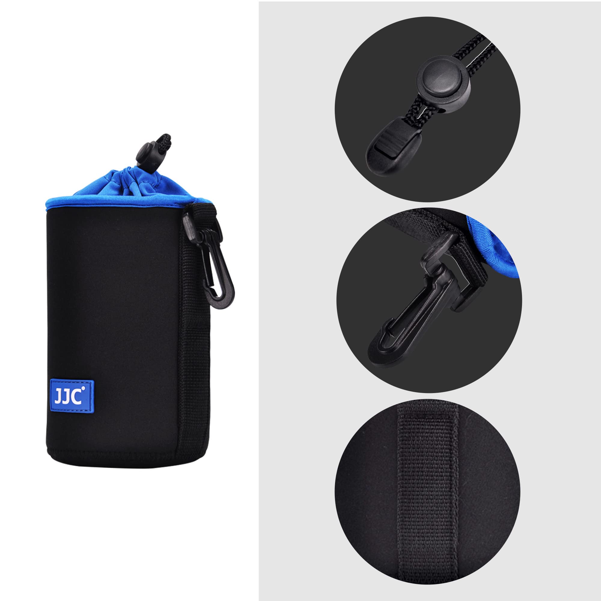 JJC Drawstring Neoprene Camera Lens Pouch Case, Protective Lens Bag for Mirrorless Lenses Up to 3.5 x 5.9 (D X H) for Canon RF 24-240mm EF-S 18-55mm f/3.5-5.6 Ni 55-200mm f/4-5.6G and More