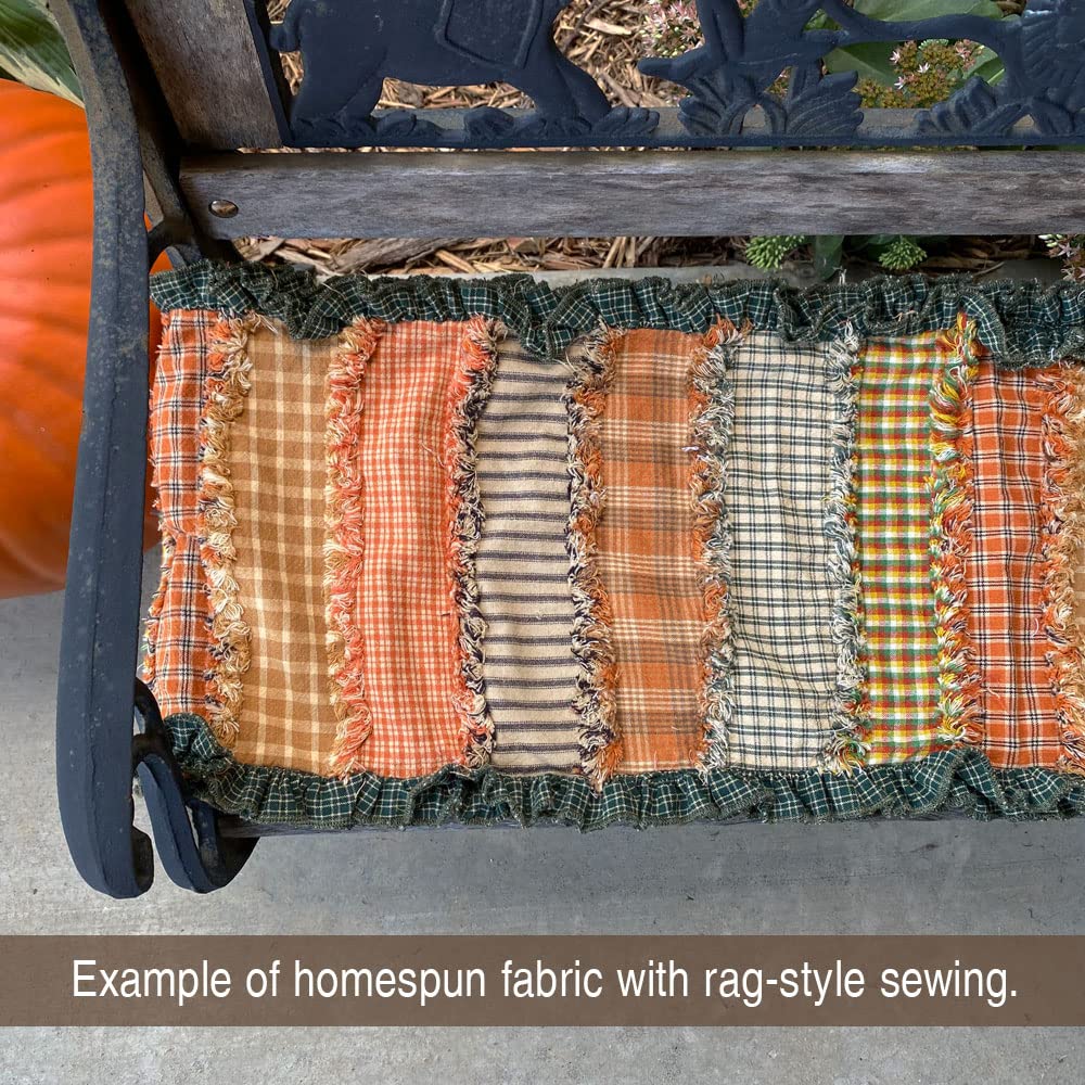 Pumpkin Spice 3 Cotton Homespun Plaid Fabric by JCS - Sold by The Yard
