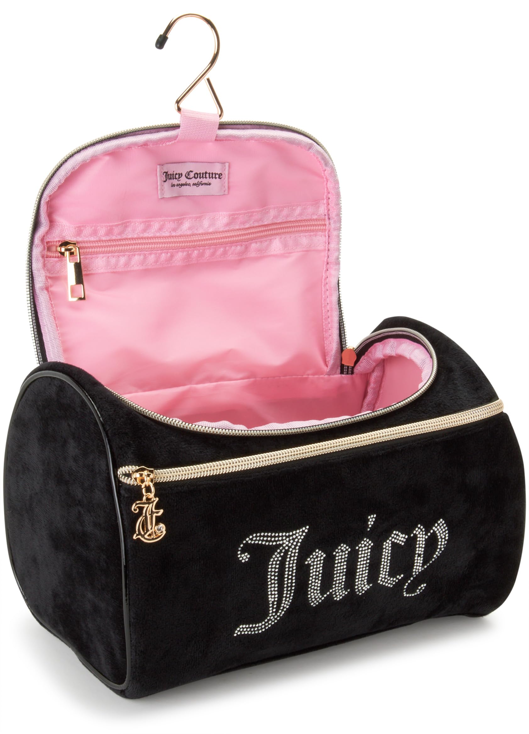 Juicy Couture Women's Cosmetics Bag - Hanging Travel Makeup and Toiletries Small Duffel Bag, Black