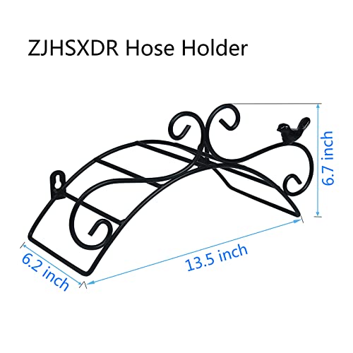 ZJHSXDR Hose Holder, Heavy Duty Metal Hose Hanger Wall Mount, Hook for Garden Hose/Expandable Hose/Hose Reel/Water Hose (Black,2 PCS)