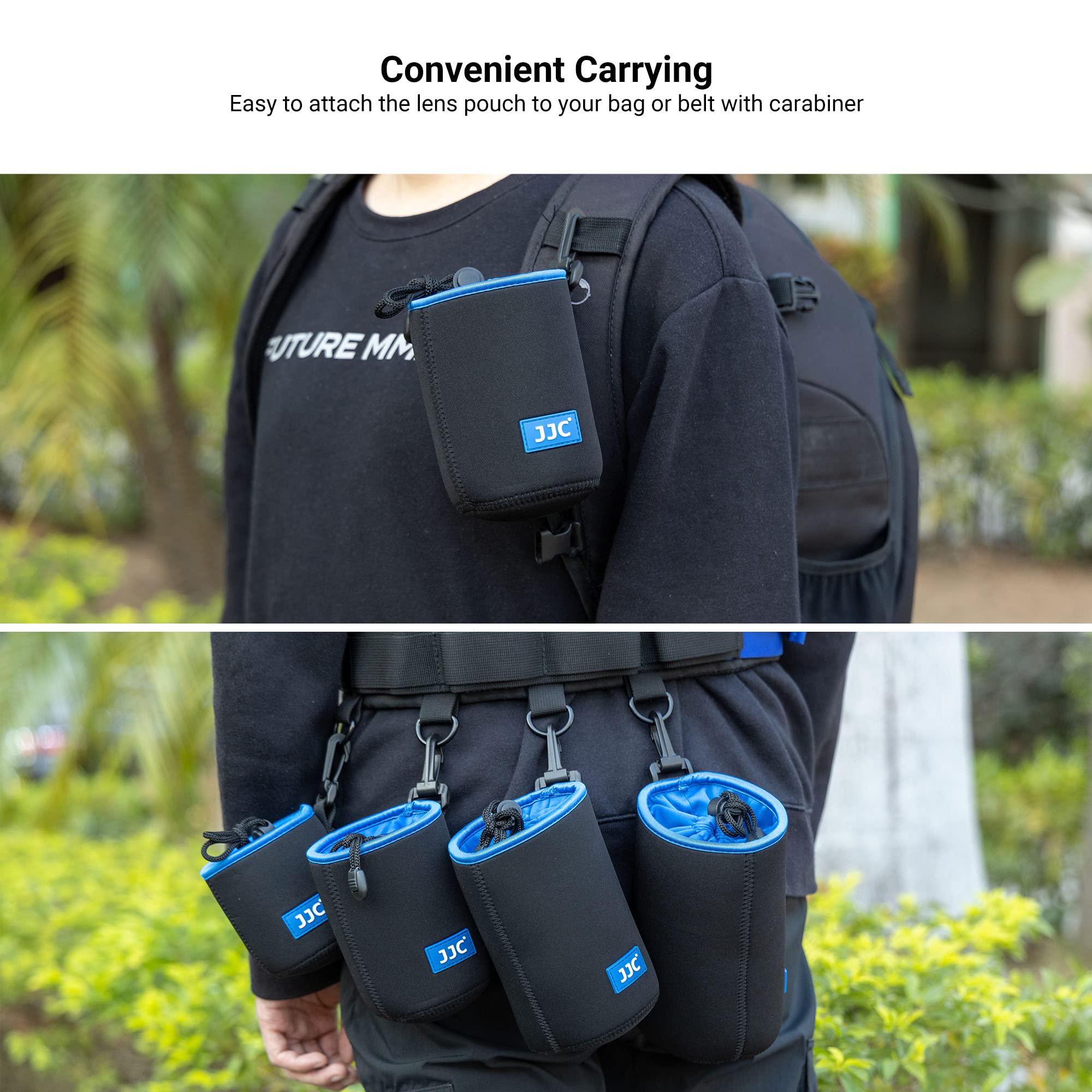 JJC Drawstring Neoprene Camera Lens Pouch Case, Protective Lens Bag for Mirrorless Lenses Up to 3.5 x 5.9 (D X H) for Canon RF 24-240mm EF-S 18-55mm f/3.5-5.6 Ni 55-200mm f/4-5.6G and More