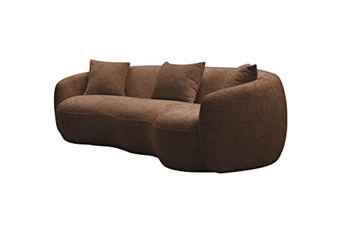 Modern Cloud Curved Sofa Mid-Century Comfy Half Moon Boucle Couch,Luxury 4-Seat Fabric Upholstered Leisure Deap Seat Sectional Sofá with 3 Throw Pillows for Living Room