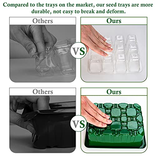 Fohil 10 Pack Seed Starter Tray, Seed Starter Kit with Adjustable Humidity Dome, Base Garden Tray for Seeds Germination Growing Starting 120 Cells