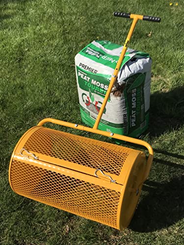 SIMPO Peat Moss Spreader Compost Spreader Lawn & Garden Spreader 24" x 16" x 59" Long Adjustable Handle