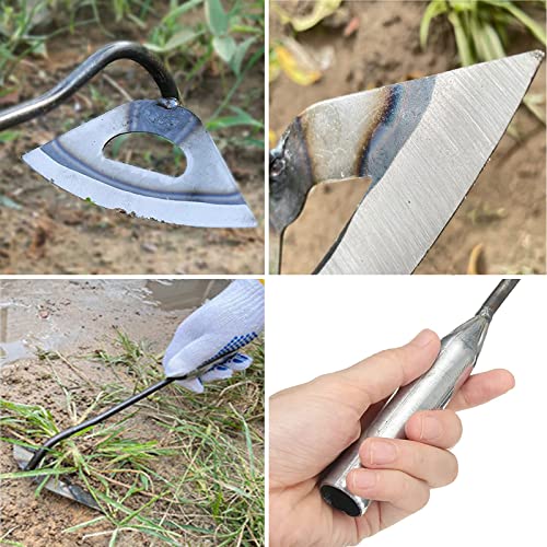 2Pcs Gardening Tools Hollow Hoe, All-Steel Hardened Hollow Hoe, Sharp Durable Garden Weeding Tools, Hoe Garden Tool Hand Shovel Weed Puller for Backyard Loosening Farm Planting Weeding (Hand Holding)