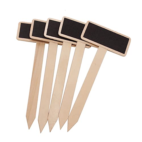 20 Pieces Mini Wooden T-Type Plant Labels Garden Plant Markers Chalkboard Stakes Gardening Plant Labels Signs for Flower Bed, Pots, Planters Wooden Garden Markers