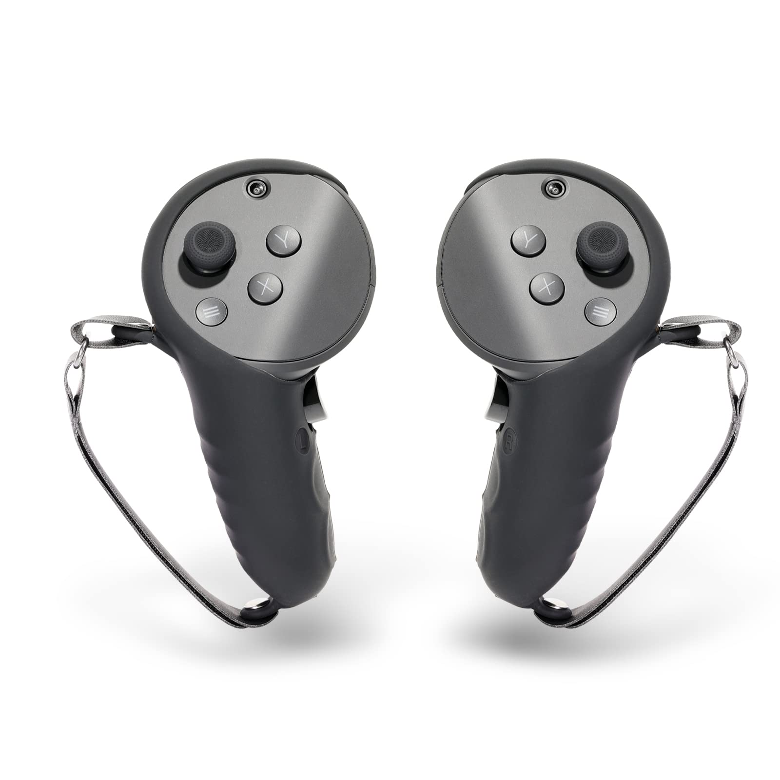 MOJOXR Touch Controller Grips Cover Compatible with Meta/Oculus Quest Pro Accessories, with Charging-Without-Removing Design and Adjustable Anti-Throw Wrist Knuckle Strap(2 Pack-Black)