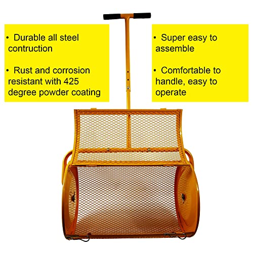SIMPO Peat Moss Spreader Compost Spreader Lawn & Garden Spreader 24" x 16" x 59" Long Adjustable Handle
