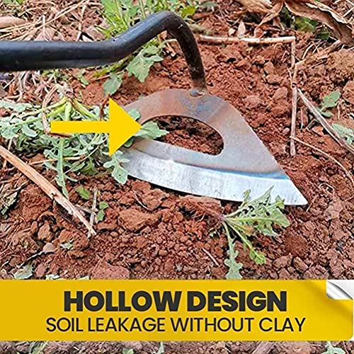 2Pcs Gardening Tools Hollow Hoe, All-Steel Hardened Hollow Hoe, Sharp Durable Garden Weeding Tools, Hoe Garden Tool Hand Shovel Weed Puller for Backyard Loosening Farm Planting Weeding (Hand Holding)