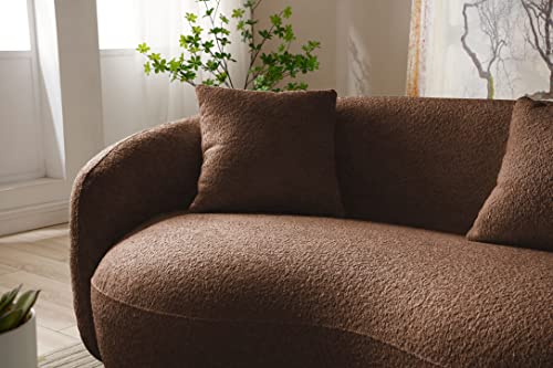 Modern Cloud Curved Sofa Mid-Century Comfy Half Moon Boucle Couch,Luxury 4-Seat Fabric Upholstered Leisure Deap Seat Sectional Sofá with 3 Throw Pillows for Living Room