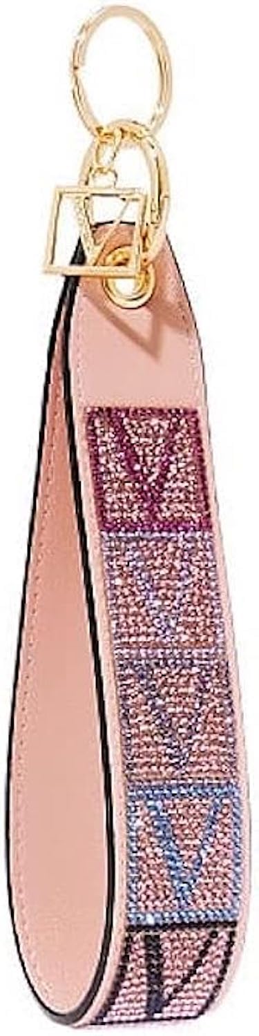 Victoria's Secret Wristlet Strap Rhinestones Keychain Color Pink Shine New