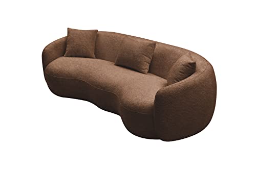 Modern Cloud Curved Sofa Mid-Century Comfy Half Moon Boucle Couch,Luxury 4-Seat Fabric Upholstered Leisure Deap Seat Sectional Sofá with 3 Throw Pillows for Living Room