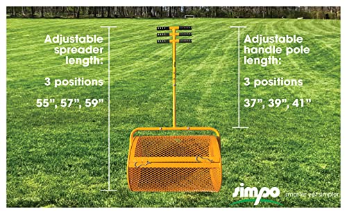 SIMPO Peat Moss Spreader Compost Spreader Lawn & Garden Spreader 24" x 16" x 59" Long Adjustable Handle