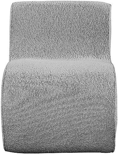 Meridian Furniture 599Grey Desiree Collection Modern | Contemporary Boucle Fabric Upholstered Accent Chair with Rich Grey Boucle Fabric, Curved Design, 22.5" W x 29" D x 28.5" H, Grey